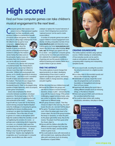 "High Score!" Video Game Music Activity and Information | Teaching ...