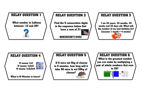 More Maths Relays | Teaching Resources