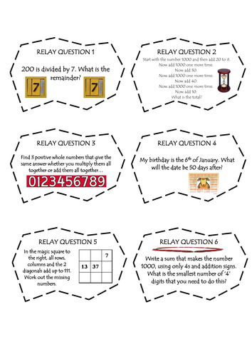 More Maths Relays | Teaching Resources