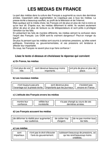 le rôle des medias en France et dans le monde. | Teaching Resources