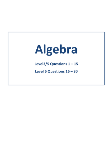 Algebra KS2 Sats Past Paper Questions incl level 6 | Teaching Resources