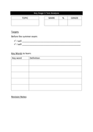 End of topic test self-assessment form | Teaching Resources