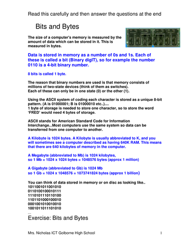 Bits and Bytes | Teaching Resources