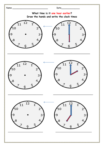 Pack 1: Telling the time (analogue/digital) - 12 hr clock ...