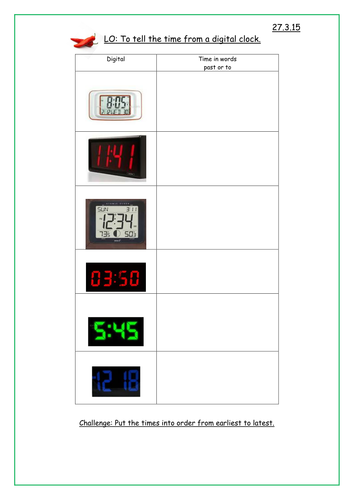 New Curriculum 2014: 'Time 2' Maths Year 3, Year 4 and Year 5 ...