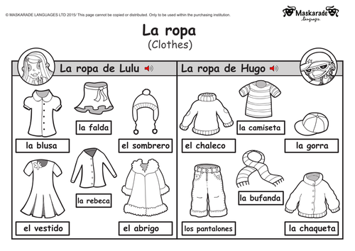KS1- SPANISH: Clothes | Teaching Resources