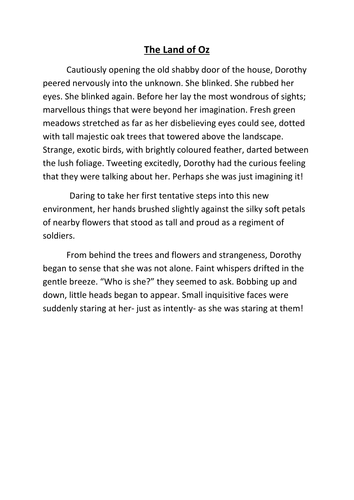 The Wizard of Oz example of modelled writing | Teaching Resources