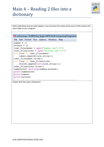 A453 - Python Reading Writing Sorting Files | Teaching Resources