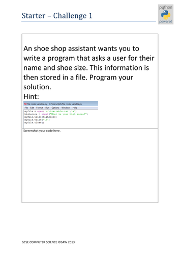 A453 - Python Reading Writing Sorting Files | Teaching Resources