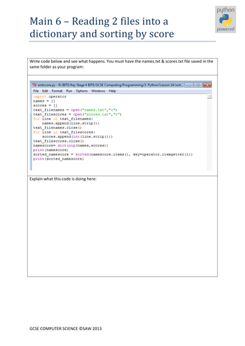 A453 - Python Reading Writing Sorting Files | Teaching Resources