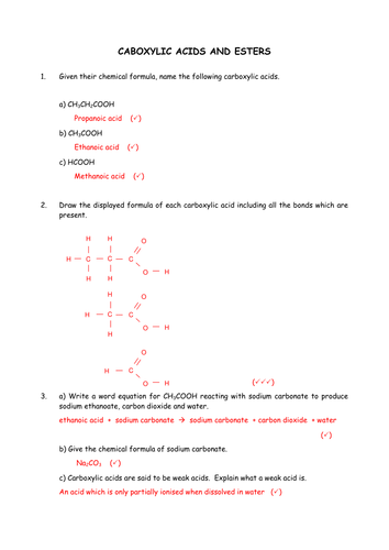 Chemistry: Carboxylic acids and Esters | Teaching Resources