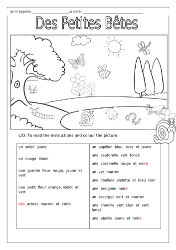 FRENCH - Mini Beasts - Des Petites-Bêtes - Worksheets | Teaching Resources