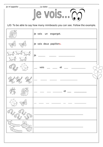 FRENCH - Mini Beasts - Des Petites-Bêtes - Worksheets | Teaching Resources