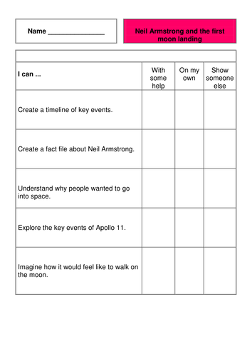 Y1 History Neil Armstrong and the moon landing | Teaching Resources