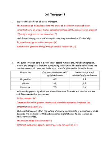 Biology: Transport of substances in cells | Teaching Resources