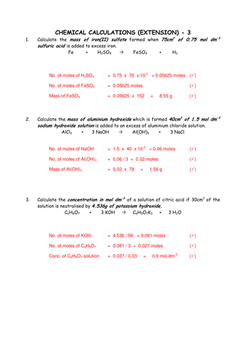 Chemistry Calculations Collection | Teaching Resources