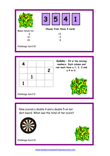 Challenge Cards - Maths | Teaching Resources