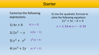 Solving Quadratics: Formula and Factorising. | Teaching Resources