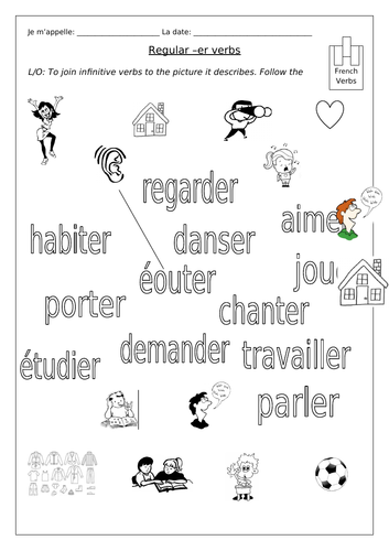 FRENCH VERBS - Planting a regular -er verb - Worksheets | Teaching ...