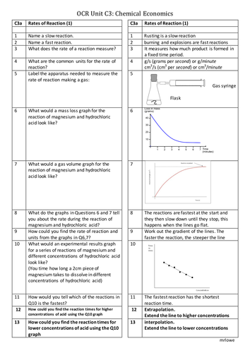 Old OCR A*-G Gateway GCSE Chemistry C3 Q&A revision sheet. Starter ...
