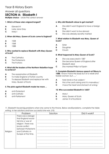 Year 8 Exam | Teaching Resources