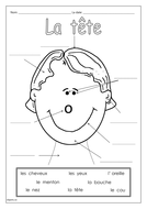 French - Facial Features - Worksheets by labellaroma | Teaching Resources