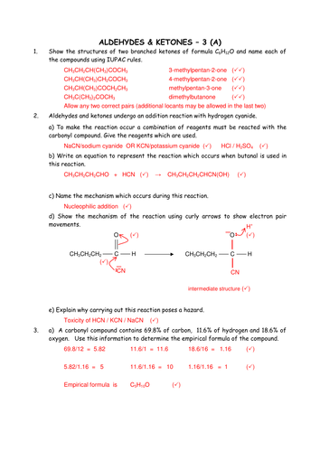 Chemistry: Aldehyde and ketone molecules | Teaching Resources