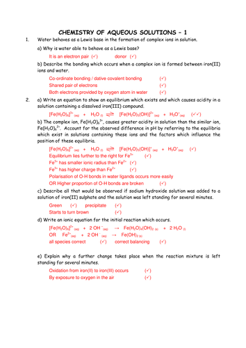 Chemistry: Aqueous solutions of transition metals | Teaching Resources