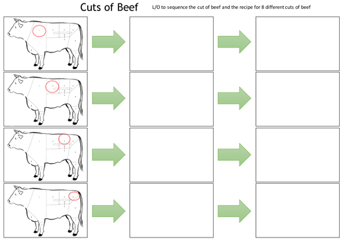 Cows: cuts of meat, bi-products by rb440 - Teaching Resources - TES