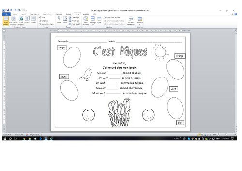 FRENCH - Easter - C'est Pâques - Poem - Worksheets | Teaching Resources