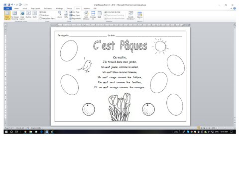 FRENCH - Easter - C'est Pâques - Poem - Worksheets | Teaching Resources
