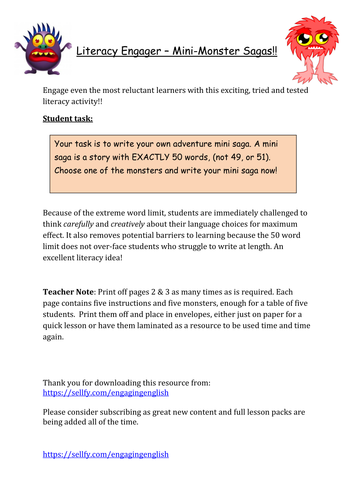 Literacy and Gothic Pack with Monsters | Teaching Resources
