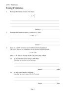 Using formulas and changing the subject of a formula. Presentations ...