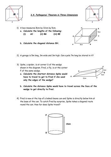GCSE Higher Revision - 6.4. 3D Pythagoras. | Teaching Resources