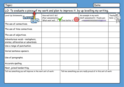 Self and Peer Assessment - peer assessment - differentiated - L1 to L5 ...