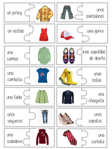 La ropa (dominoes) | Teaching Resources