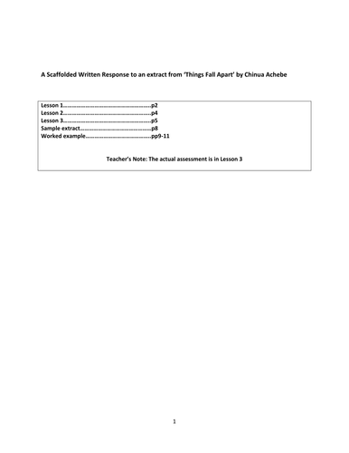 Written Response to an extract from 'Thing Fall Apart' by Chinua Achebe ...