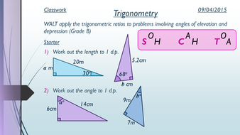 Trigonometry- Finding sides, angles and worded problems | Teaching ...