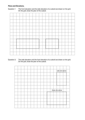Plans and Elevations 3D shapes at KS3 & KS4 activities, worksheets ...