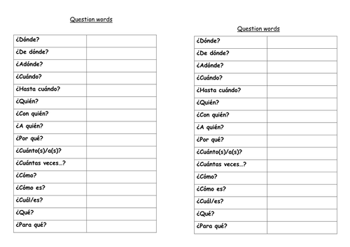 Talking Preparation - Question words | Teaching Resources