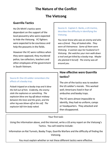 Vietcong Tactics - Vietnam War - GCSE | Teaching Resources