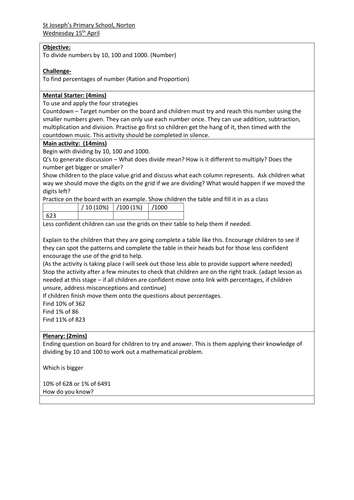 Interview lesson with plan and resources. Year 5 or 6. Maths- Number ...