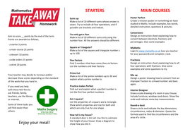 Takeaway Maths Homework | Teaching Resources