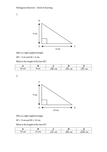 Finding The Length Of A Line Using Pythagoras Theorem Ks3 Ks4 Posters Worksheets Presentation 
