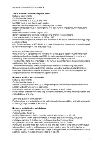 UK Mathematics - full national curriculum for Key Stage 2 for planning ...