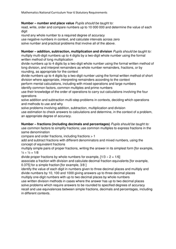 UK Mathematics - full national curriculum for Key Stage 2 for planning ...