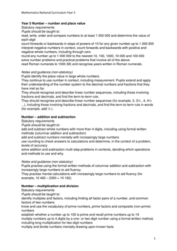 UK Mathematics - full national curriculum for Key Stage 2 for planning ...
