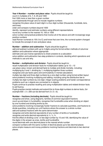 UK Mathematics - full national curriculum for Key Stage 2 for planning ...
