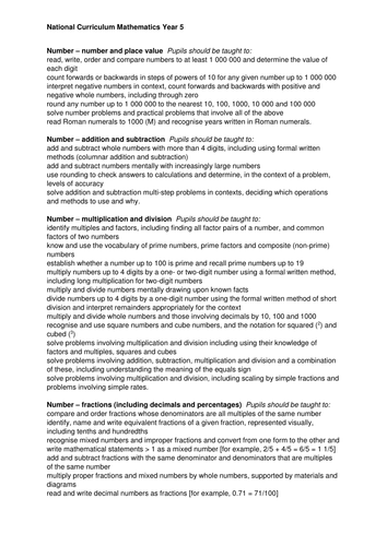 UK Mathematics - full national curriculum for Key Stage 2 for planning ...