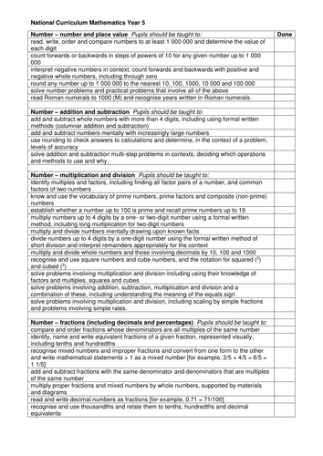 UK Mathematics - full national curriculum for Key Stage 2 for planning ...